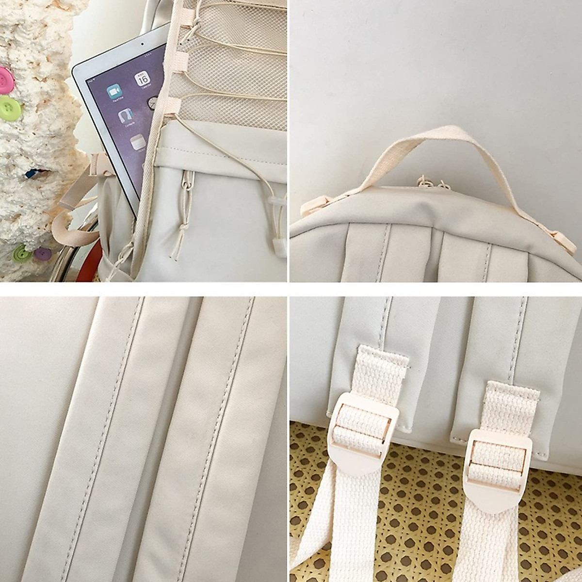 Kawaii Backpack for Teen Girls Cute Bookbag Lovely Schoolbag Casual Bag with Laptop Compartment Aesthetic Backpack For School (Black)