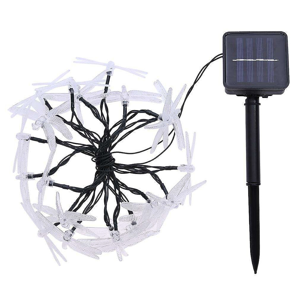 elecfan Solar String Lights Waterproof,20 LED Dragonfly Solar Fairy Lights Outdoor LED Warm White with Solar Panel 2 Lighting Modes for Indoor Home, Garden, Fence, Christmas Tree, Wedding, Holiday