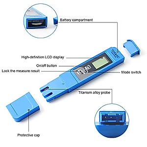 Zalengine TDS & EC Meter for Hydroponics, Household Drinking, Swimming Pool, Aquarium, Aquaculture, Lab - TDS EC Temp 3 in 1, TDS Meter, EC Meter, Digital Water Tester, 0-9999ppm, 0-9999μS/cm (Blue)