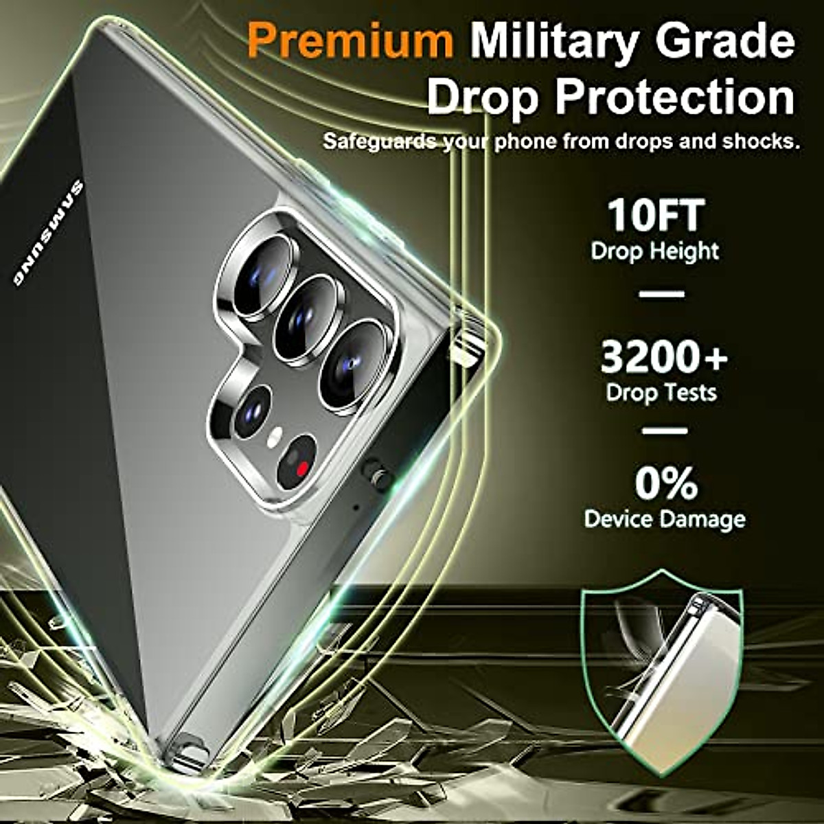 SPIDERCASE for Samsung Galaxy S23 Ultra Case, with 2 Pcs [Camera Lens Protector+Soft Screen Protector], [Anti-Yellowing] [Military Grade Shockproof] Slim Thin Galaxy S23 Ultra Case 6.8"，Clear