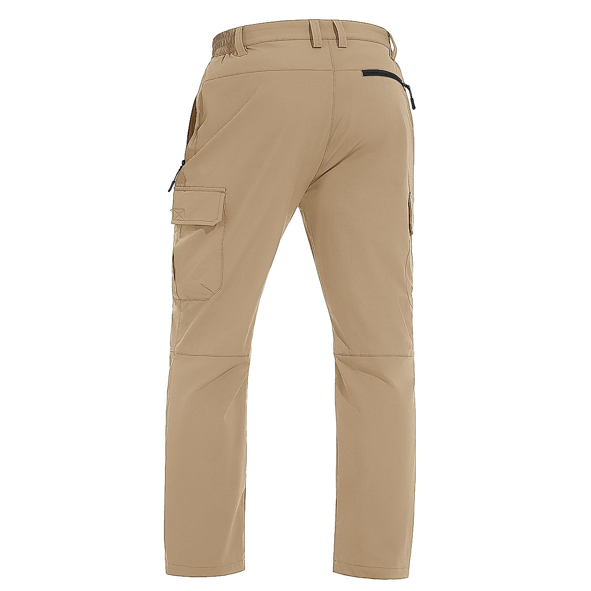 TACVASEN Mens Cargo Pants Water Resistant Ripstop Hiking Pants Elastic Waist Quick Dry Breathable Climbing Workout Khaki