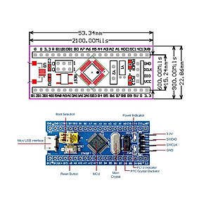 ST-Link STM32 Emulator, Aideepen ST Link V2 Programmer Unit Emulator Downloader (Random Color)+2PCS 40pin STM32F103C6T6 ARM STM32 SWD Minimum System Board