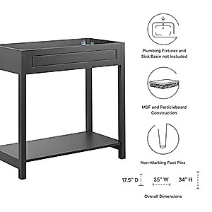 Modway Altura 36" Bathroom Vanity Cabinet (Sink Basin Not Included), 36 Inch, Gray