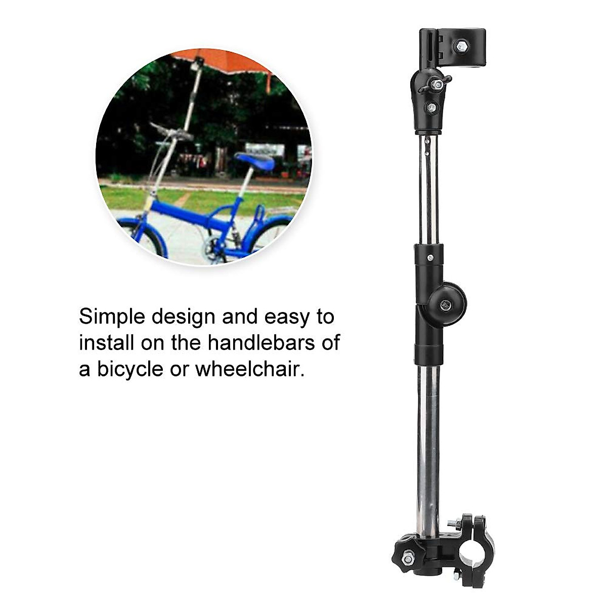 Yinhing Umbrella Holder for Wheelchair, Umbrella Mount Holder, Wheelchair Stroller Umbrella Attachment Handle Bar Holder Clamp Supporter Connector