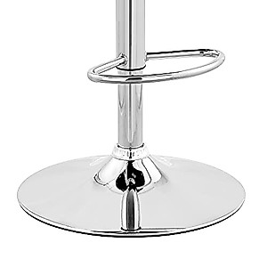 Armen Living Karter Adjustable Cream Faux Leather and Walnut Wood Bar Stool with Chrome Base