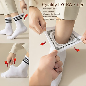 Mottee&Zconia Quarter Crew Sock for Womens/Mens Retro Vintage Old School Vibe Cotton Strips White Socks 6 pack