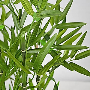 Westcharm 18 inch Tall Faux Bamboo Plant - Lush Artificial Bamboo in Black Polyresin Pot with Decorative River Stones for Home Office Kitchen Living Room Countertop Mantel