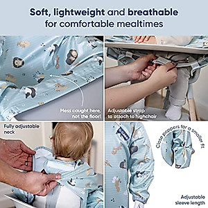 BIBaDO Feeding Coverall - Mess Proof Baby Weaning Bib 6-36 Months - Versatile Attachable Travel Apron - Waterproof Wipe Down Machine Washable