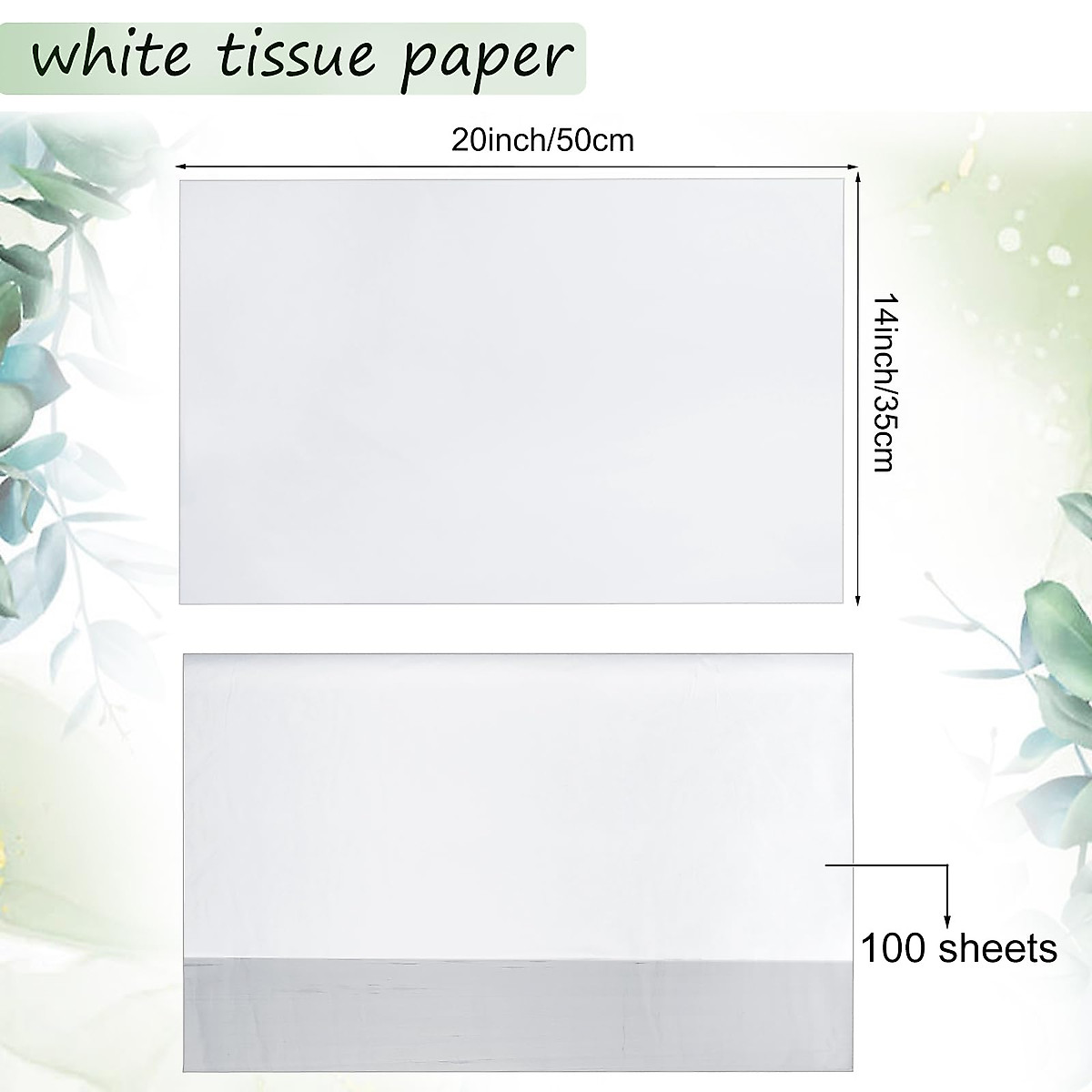 Ltealymy 100 Sheets White Tissue Paper 20"X14" White Tissue Paper for Gift Bags White Tissue Paper Bulk for Baby Showers Weddings Birthday Crafts Decoration