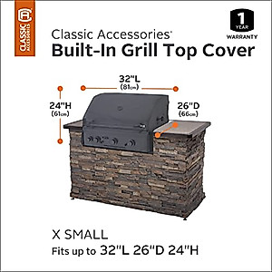 Classic Accessories Water-Resistant 32 Inch Built-In BBQ Grill Top Cover