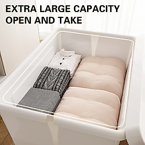 AnHome Heavy Duty Storage Container Clear Plastic Storage Bins Waterproof Foldable Utility Tote Organizing Container Box with Buckle Down Lid Collapsible Storage Box for Clothes Garage Outdoor Etc