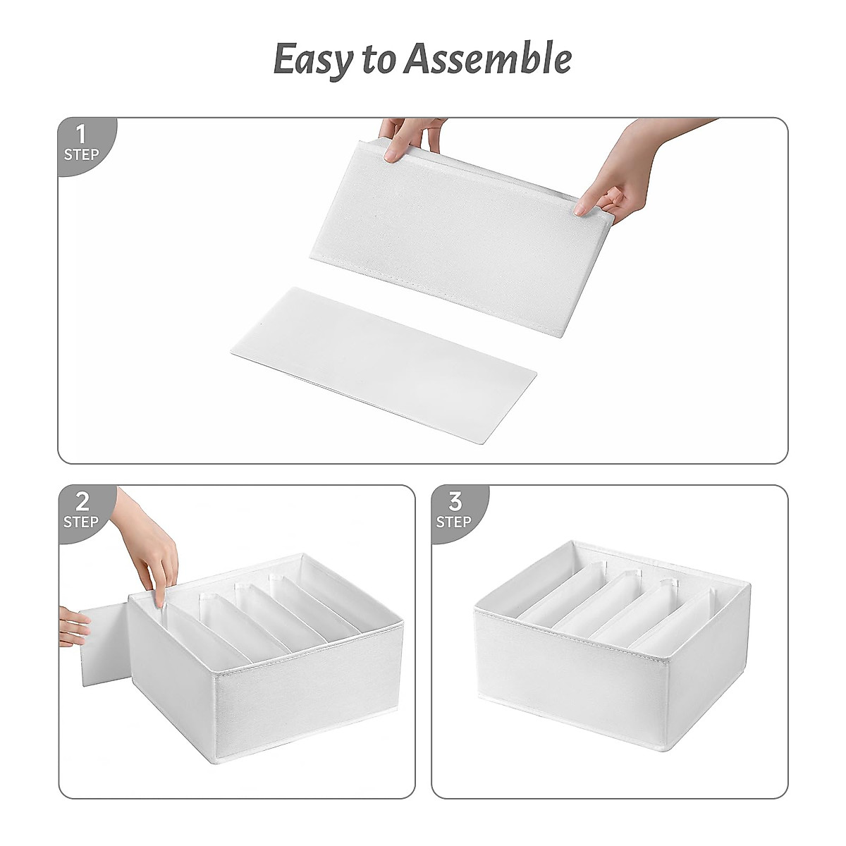 Coorganisers 4 Packs Jeans Drawer Organizers for Clothing,5 Grids Compartment Wardrobe clothes organizer,Fabric Washable Closet Organizers and Storage Bins for Jeans,Pants,Bra,Legging,t-shirt-White