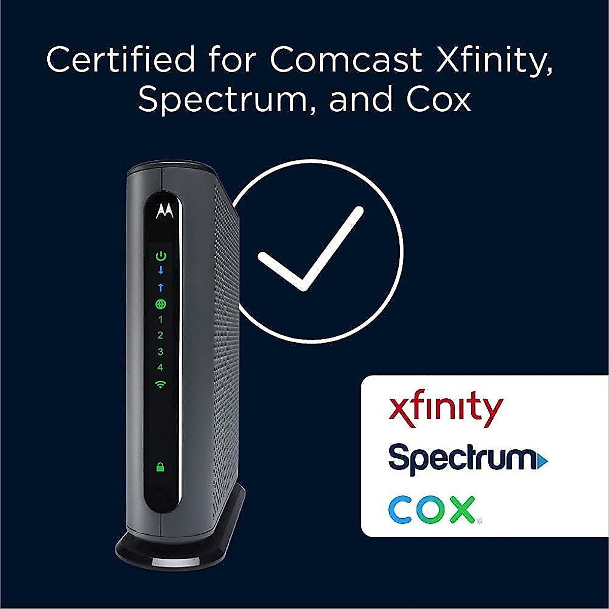 Motorola MG7315 Modem WiFi Router Combo | DOCSIS 3.0 Cable Modem + N450 Single Band Wi-Fi Gigabit Router | 343 Mbps Max Speeds | Approved by Cox and Spectrum