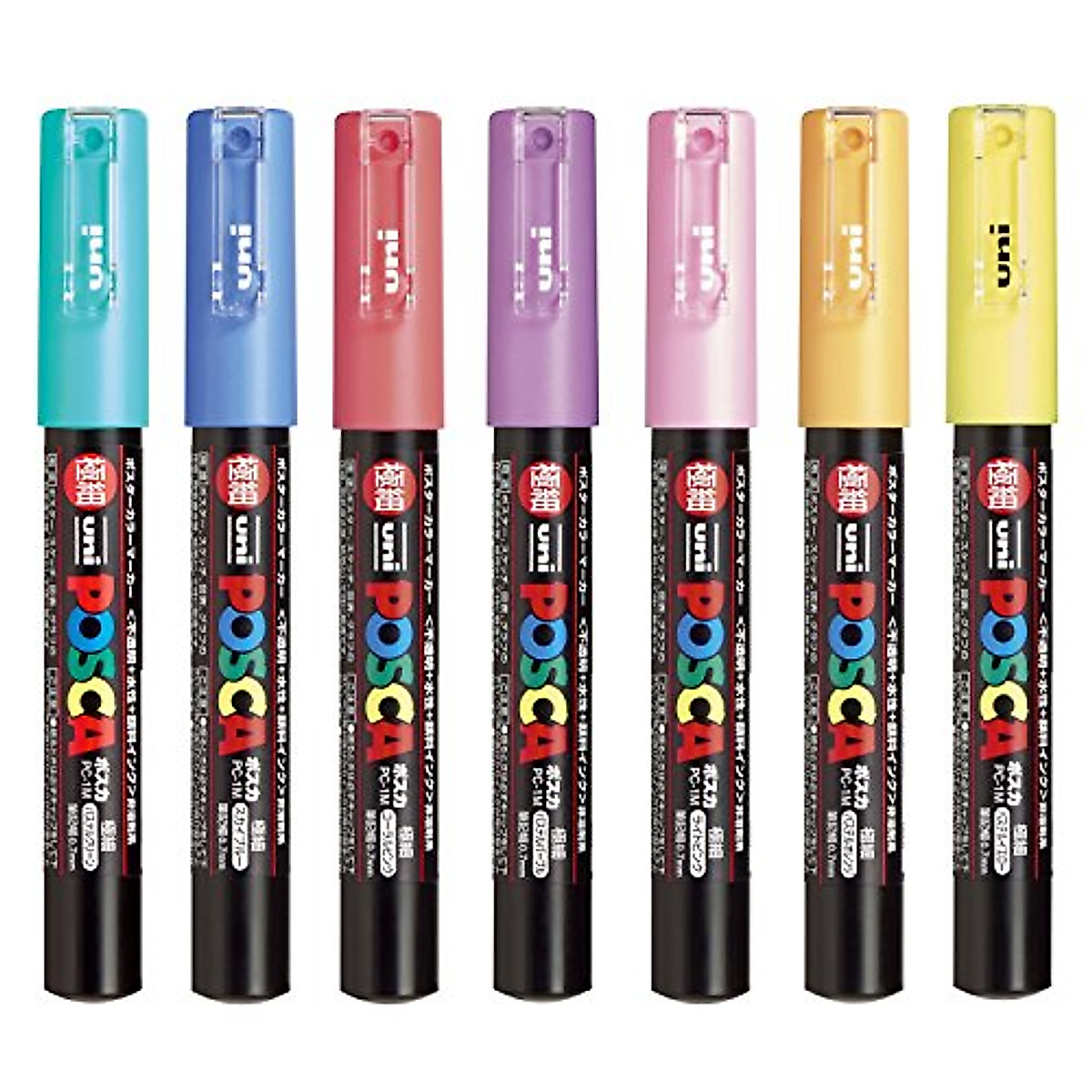 uni Posca Paint Marker Pen, Extra Fine Point, Set of 7 Natural Color (PC-1M 7C)