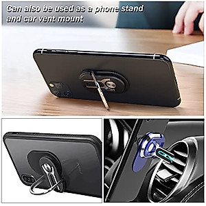 WAMOY Cell Phone Ring Holder 3 in 1 Phone Grips with Phone Rings Phone Kickstand and car Phone Vent Clip Mount Functions (Blue)