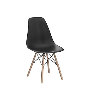 Yaheetech Dining Chairs Modern Side Diner Chairs Shell Eiffel DSW Chairs with Beech Wood Legs and Metal Wires for Dining Room Living Room Bedroom Kitchen Lounge Reception, Set of 4, Black