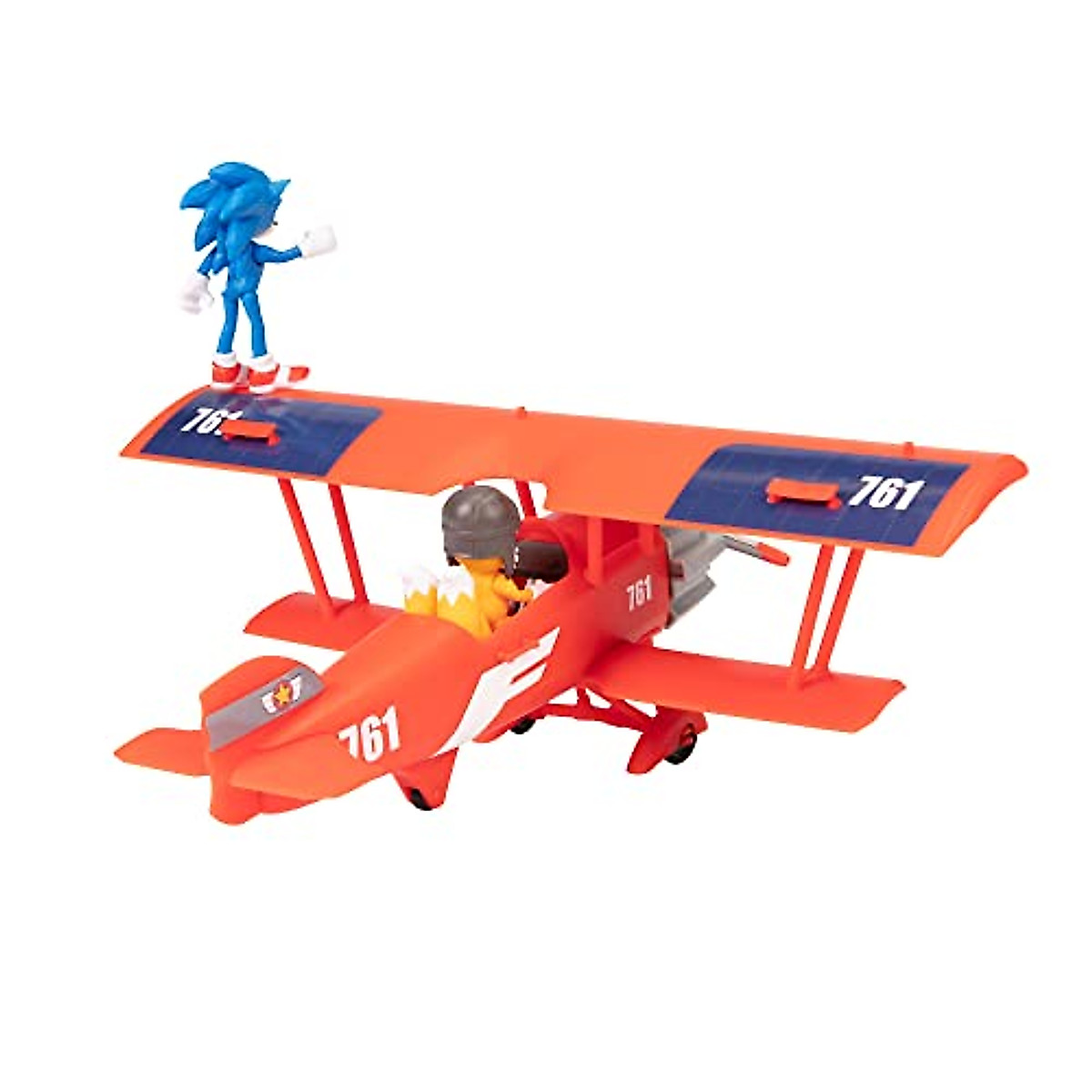 SONIC THE HEDGEHOG 2 The Tornado Playset - Biplane Vehicle, Sonic Figure and Exclusive Tails Figure, Spin The Planes Propeller and Pose Sonic on The Wings with This Interactive Playset!