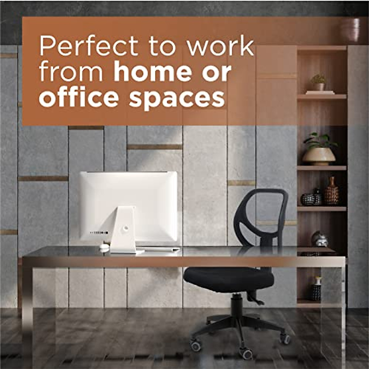 Comfty Fabric Seat and Nylon Base Mesh Back Swivel Task Chair, Black