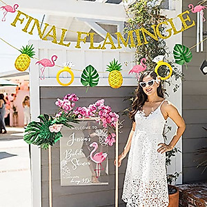 Bachelorette Party Decorations Final Flamingle Banner Pineapple Flamingo Ring Garland for Women's Hawaii Tropical Backdrop Summer Party Supplies