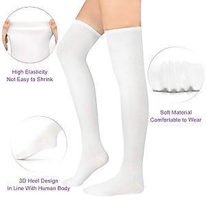 Womens Athletic Socks Thigh High Socks Running Outdoor Sports Socks Casual Long Stockings 1 Pack Pure White