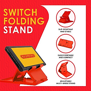 Switch Accessories Kit compatible for Nintendo Switch - Black | Bundle Set compatible with Super mario bros, Switch Sports, Fortnite, Animal Crossing, Minecraft, Pokemon, Zelda (12 in 1 set - Red)