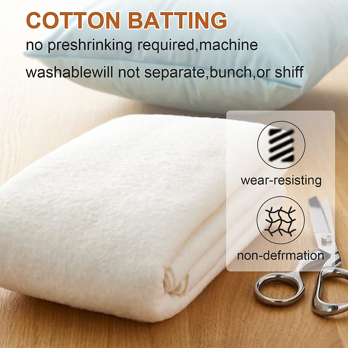 PLANTIONAL Natural Cotton Batting for Quilts: 47-Inch x 59-Inch Light Weight Purely Natural All Season Quilt Batting for Quilts, Craft and Wearable Arts