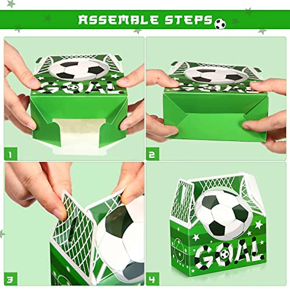 Zonon 25 Pcs Soccer Party Favor Treat Boxes Soccer Candy Goodie Gift Bags Soccer Party Supplies Cardboard Box for Kids Soccer Sports Theme Birthday Decoration, 4.8 x 2.4 x 5.2 Inch