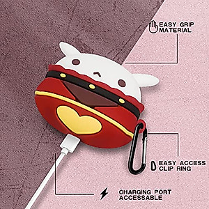 Alquar Genshin Impact Case for Airpods Pro, 6 in 1 Silicone Airpods Pro Accessories Cover, Cute Klee Anime Cartoon Skin for Girls Women with Watch Holder/Ear Hooks/Keychain/Brush/Strap(Jumpy Dumpty)