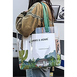 RVGUARD Clear Tote Bag, 13-3/8” x 14-1/2” x 4” Reusable Grocery Bag, RV Style Multipurpose Shopping Tote, Daily Utility Bag