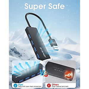 BYEASY USB Hub, 4 Port USB 3.0 Hub, Ultra Slim Portable Data Adapter Applicable for iMac Pro, MacBook Air, Mac Mini/Pro, Surface Pro, Notebook PC, Laptop, and Mobile HDD (Leather Black)