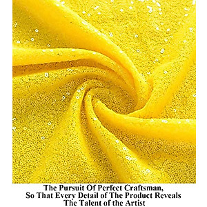 Sequin Fabric Glitter Fabric 3mm 1 Yard Sequin Fabric by The Yard Sparkly Fabric Little Mermaid Fabric Outdoor Glitter Fabric Sequence Material for Dress Clothing Wedding Home Dec (1 Yard, Yellow)