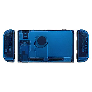 eXtremeRate DIY Replacement Shell Buttons for Nintendo Switch, Back Plate for Switch Console, Housing with Full Set Buttons for Joycon Handheld Controller - Clear Blue [No Electronics Parts]