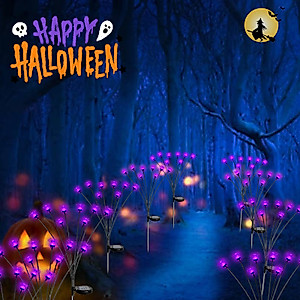 5 Pack Halloween Spider Lights Solar Powered Outdoor Waterproof, Purple Solar Swaying Firefly Lights, 2 Modes 40-LED Solar Garden Lights, Halloween Decorative Stake Pathway Lights Firefly Lights