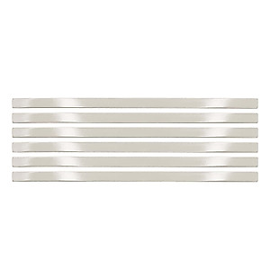 Questech Decor Tile Trim, 1/2 x 12 Inch Linear Flat Pencil Tile Edge Trim Cap, Decorative Shower Tile Liner, Kitchen Tile Border Backsplash Trim, Gray Polished, 6 Pack