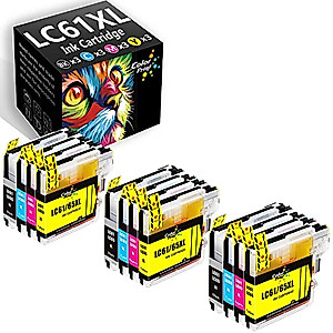 ColorPrint (12-Pack, 3BK, 3C, 3M, 3Y) Compatible LC-61 Ink Cartridge Replacement for Brother LC61 LC 61 LC-65 Used for MFC 795CW 990CW MFC-J265W MFC-J270W MFC-J410W MFC-J415W MFC J615W J630W Printer