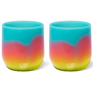 Silipint: Silicone 12oz Stemless Wine Glasses: 2 Pack Aurora - Reusable Flexible & Unbreakable Cups, Sustainable, Hot/Cold Drinks