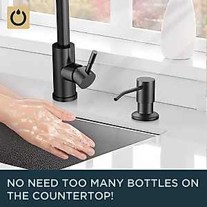 FORIOUS Black Soap Dispenser for Kitchen Sink, Built in Kitchen Sink Soap Dispenser, Kitchen Soap Dispenser Lotion Dispenser Pump Built in Refill from The Top with 500ML/18OZ Large Liquid Bottle
