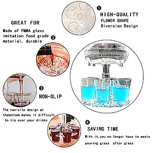 ALEVMOOM Shot Glass Dispenser and Holder,Adjustable Acrylic Shot Dispenser with 6 Drinking Glasses Made of Food Grade Plexiglass, for Beer Dispenser for Bar Parties Drinking Tools with brush