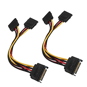 traderplus 2Pcs 15 Pin SATA to Dual SATA Power Y Splitter Cable for Hard Drive HDD SSD 8 Inch