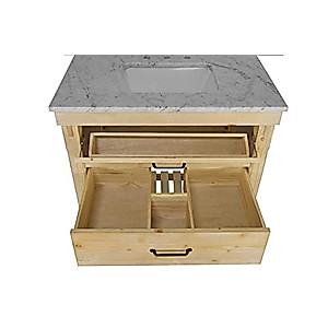 Birmingham 36-inch Bathroom Vanity (Carrara/Driftwood): Includes Driftwood Cabinet with Authentic Italian Carrara Marble Countertop and White Ceramic Sink