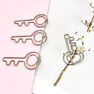 50 Piece Silver Key Shape Paper Clip,Plan Clip Stationery Office Supplies Accessories Bookmark Gift for Paper Photo File Test Paper Organization