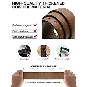 wolksprong Mens Belts Heavy Duty Mens Belts for Jeans - Full Grain Leather, High Hardness Buckle, Packed In Gift Box