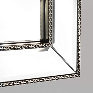 Head West 6297 Metro Beaded Medicine Cabinet, Recess Mount | 3 Adjustable Glass Shelves, Stainless Steel Frame, Installation Freedom with Door Swinging Left or Right, 16" x 26", White and Silver