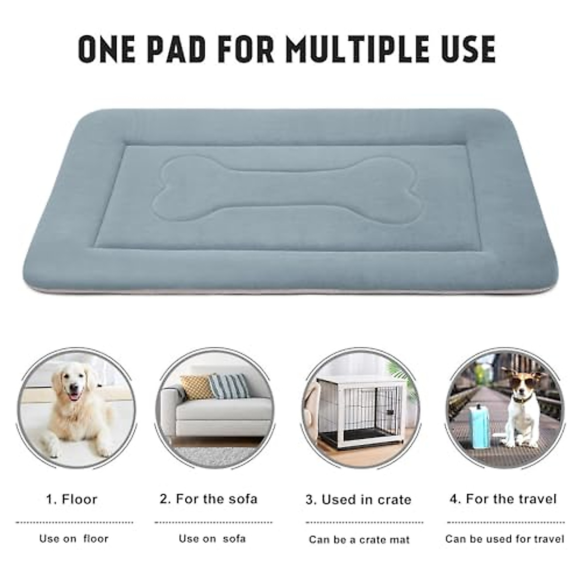 JoicyCo Large Dog Bed Crate Pad Mat 42in Washable Non-Slip Bottom Pet Bed Cat Beds Mattress Kennel Pad