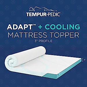 Tempur-Pedic TEMPUR-Adapt + Cooling 3-Inch California King Mattress Topper Medium Luxury Premium Foam, Washable Cover, Medium Cooling Topper,White