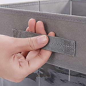 DIMJ Cube Storage Bins, 3 Packs Clear Window Fabric Storage Bin Organizer for Closet Shelves Home Storage Cubes Organizer with Handles
