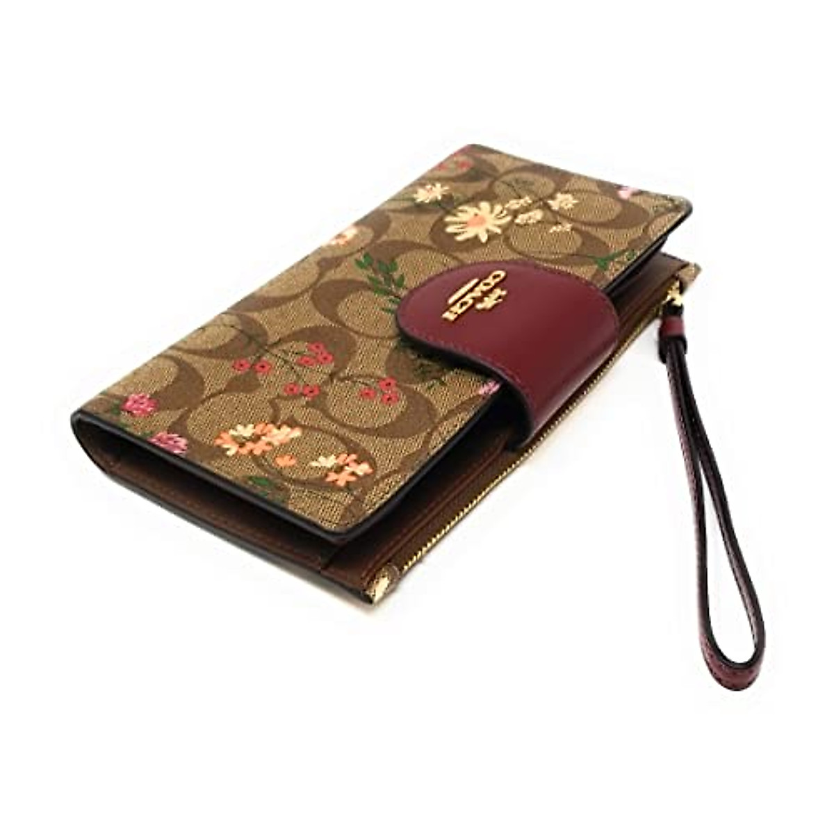 Coach Women's Tech Wallet in Colorblock Signature Canvas (Wildflower Print - Khaki Multi)