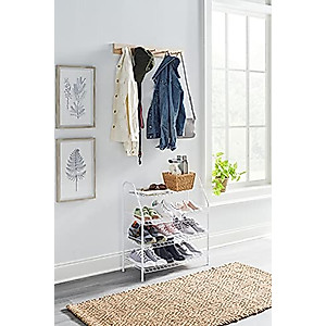 Rubbermaid 4-Tier Wire Shoe Rack, White, Simple Assemble, Storage Shelf for Organization in Bedroom/Closet
