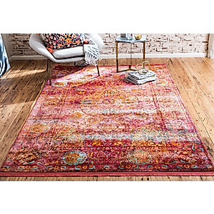 Unique Loom Baracoa Collection Area Rug - Rumba (8' 4" x 10' Rectangle, Red/ Brown)
