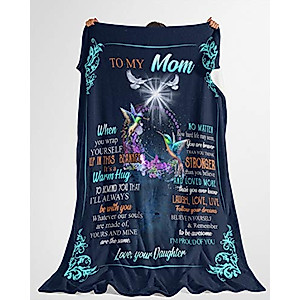 Hilary Personalized Hummingbird to My Mom from Daughter You are Braver Than You Think Sherpa Fleece Blanket Great Customized Blanket Gifts for Birthday Christmas Thanksgiving Mother's Day